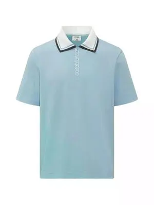 Casablanca Zip-up Piqué Polo Shirt - Blue