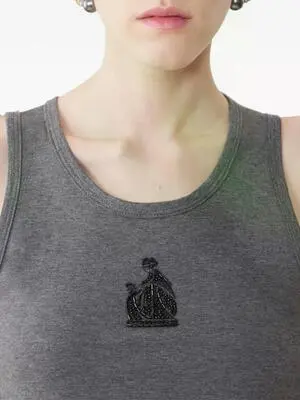 LANVIN Mother And Child Embroidered Jersey Tank Top - Grey