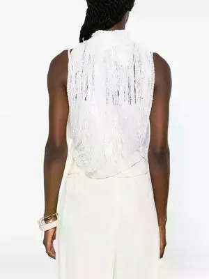 Fabiana Filippi Fringe-detail Halterneck Top - Neutrals