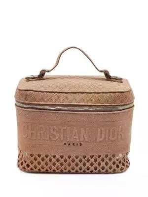 Dior Diortravel Embroidered Makeup Bag - Brown