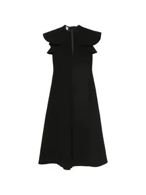 Moschino V-neck Midi Dress With Ruffled Sleeves - Black