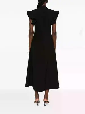 Moschino V-neck Midi Dress With Ruffled Sleeves