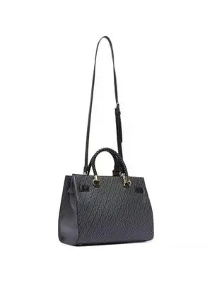 Liu Jo Monogram Satchel Bag With Scarf Detail - Black