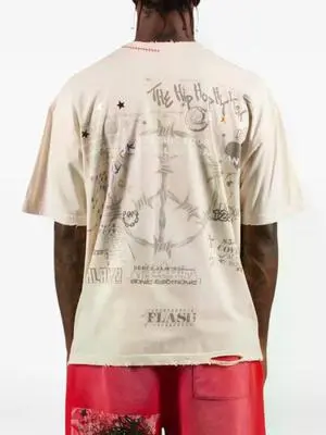 BLDG4 Distressed-effect Graphic-print T-shirt - Neutrals