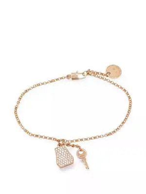 Hermès 18k Rose Gold Diamond Kelly Cadenas Charm Bracelet - Pink