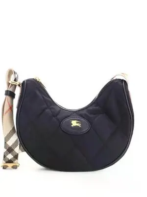 Burberry Horseshoe Quilted Nylon Crossbody Bag - Black