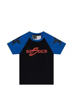 SP5DER Star-print Raglan-sleeve T-shirt - Black