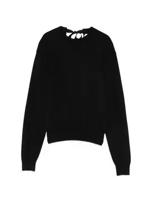 LANVIN Crew Neck Sweater With Rear Bow Detail - Black