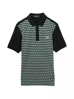 Fred Perry Geometric-print Polo Shirt - Black