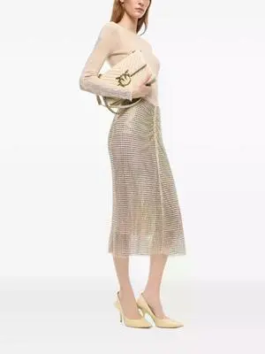 Pinko Crystal-embellished Ruched Midi Skirt - Gold