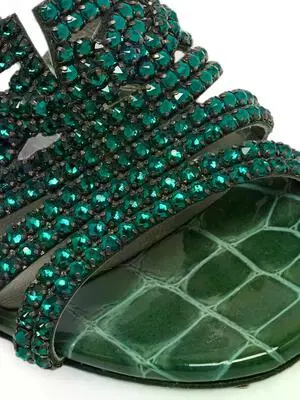 GINA Rodeo Croc-embossed Leather Sandals