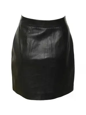 Saint Laurent Button-up Leather Skirt - Black