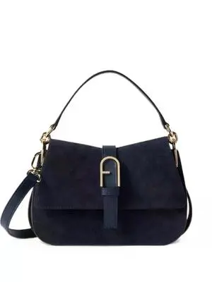 Furla Mini Logo-plaque Suede Tote Bag - Blue