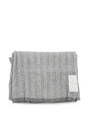 Brunello Cucinelli Ribbed-knit Cashmere Scarf - Grey