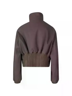 Victoria Beckham High-neck Zip-up Jacket With Ribbed Trim