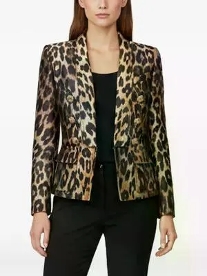 Balmain Leopard-jacquard Single-breasted Blazer - Gold