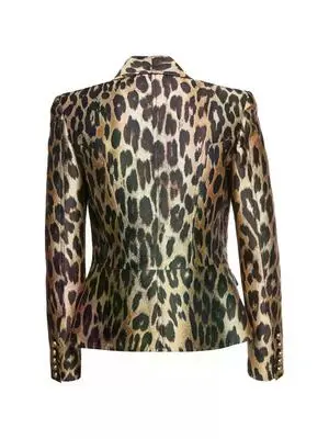 Balmain Leopard-jacquard Single-breasted Blazer