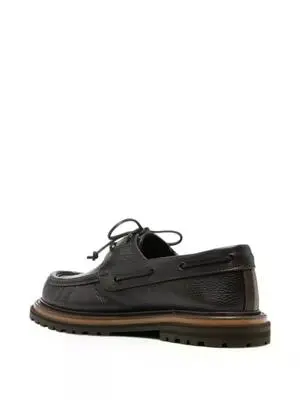 Fendi Lace-up Leather Boat Shoes