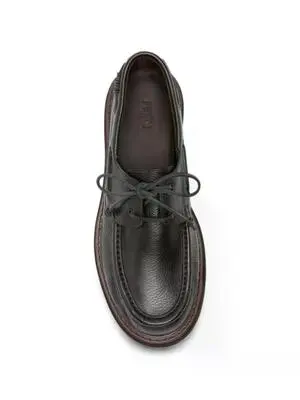 Fendi Lace-up Leather Boat Shoes