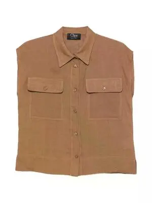 CLIPS Sleeveless Flap-pocket Shirt - Brown