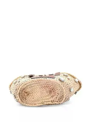 Loewe Basket Crystal Embellished Raffia Small Tote Bag