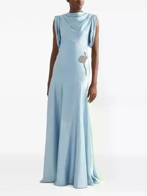 Erdem Embroidered Satin-cady Gown