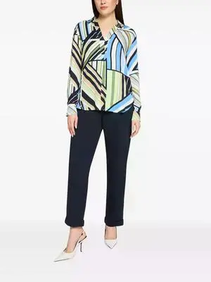 BETTY BARCLAY Abstract-print Long-sleeve Blouse - Blue