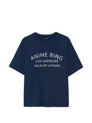 ANINE BING Cade T-shirt Melrose Stencil Navy - Blue