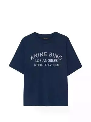 ANINE BING Cade Logo Detail Short Sleeve T-shirt - Blue