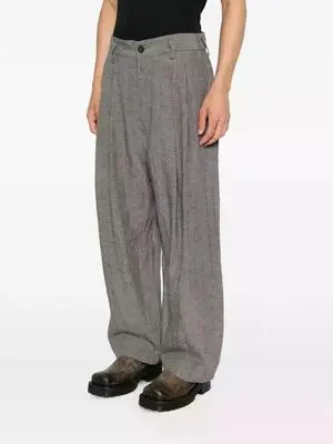 ZIGGY CHEN Check-pattern Trousers - Grey