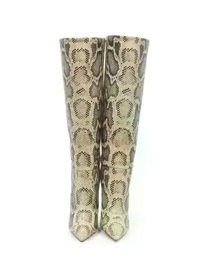 Paris Texas Croc-embossed Knee-high Heeled Boots