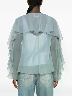 FORTE_FORTE Sheer Ruffled Sleeve Shirt