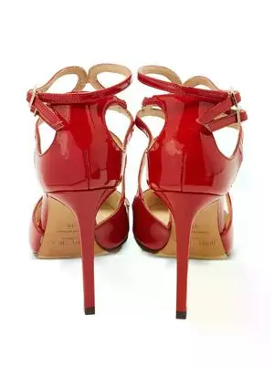JIMMY CHOO Patent Leather Crossover Strap Stiletto Pumps