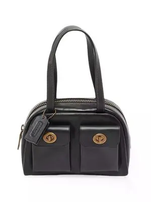 COACH Twin Turnlock Leather Satchel Bag