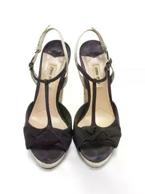 Miu Miu Leather Platform Sandals - Blue