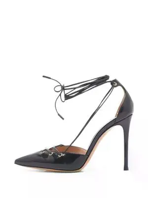 GIANVITO ROSSI Lace-up Pointed-toe Pumps - Black