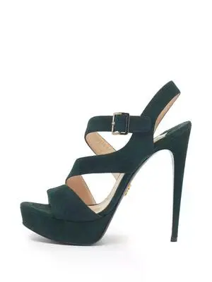 Prada Prada Buckle Strap Platform Sandals Green