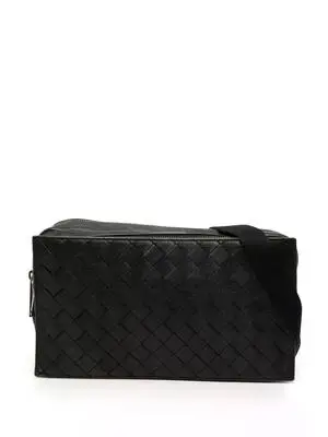 Bottega Veneta 2012-2026 Nappa Intrecciato Double Zip Shoulder Bag - Black