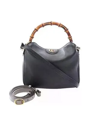 Gucci 2016-2026 Calfskin Bamboo Diana Satchel - Black