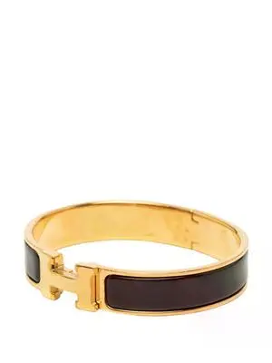 Hermès Enamel And Gold Plated 'h' Clasp Bracelet