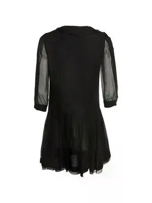 Chloé Pleated Silk Mini Dress With Ruffled Collar