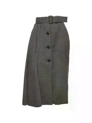 Prada Checked Asymmetrical Midi Skirt