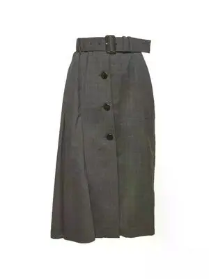 Prada Checked Asymmetrical Midi Skirt
