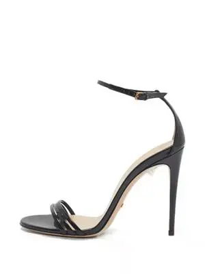 Gucci Patent Leather Ankle Strap Stiletto Sandals - Black