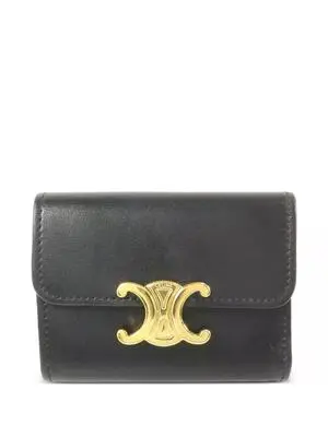 Celine Triomphe Tri-fold Calfskin Wallet - Black