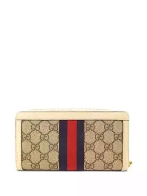 Gucci Gg Supreme Web Stripe Wallet - Neutrals