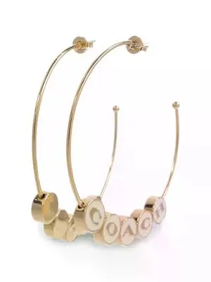 COACH VINTAGE Enamel-detail Hoop Earrings - Gold