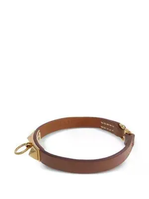 Hermès Mini Rivale Leather Bracelet With Pyramid Studs - Gold