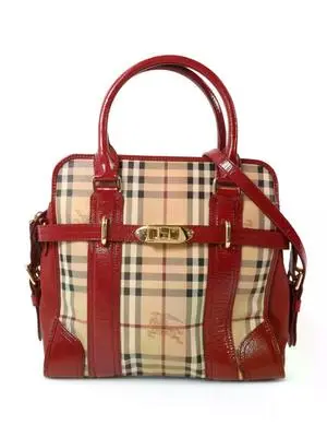 Burberry Haymarket Check Minford Tote Bag - Red