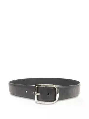 Gucci Grained Leather Belt With Silver-tone Buckle - Black